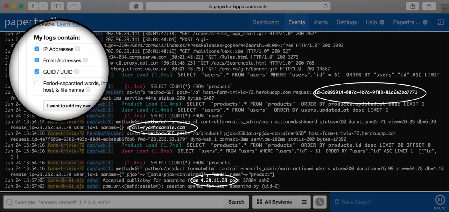 Click-to-search - Papertrail