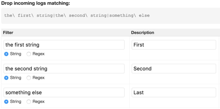Log filtering - Papertrail