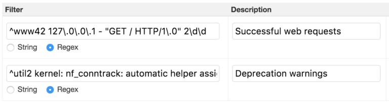 Log filtering - Papertrail
