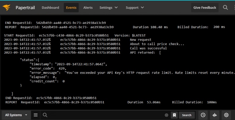Logging and Debugging AWS Lamba - Papertrail