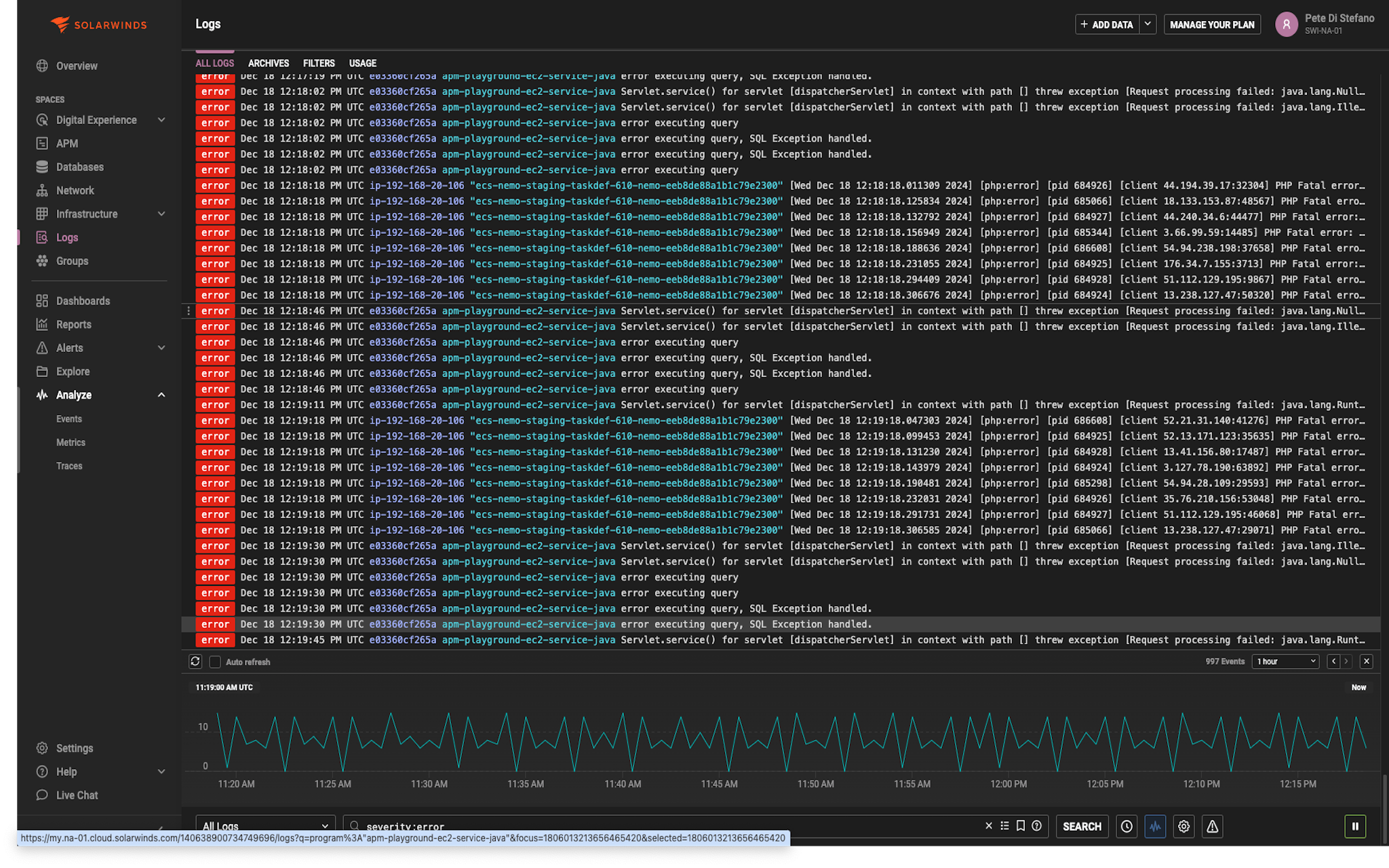 Papertrail - cloud-hosted log management, live in seconds